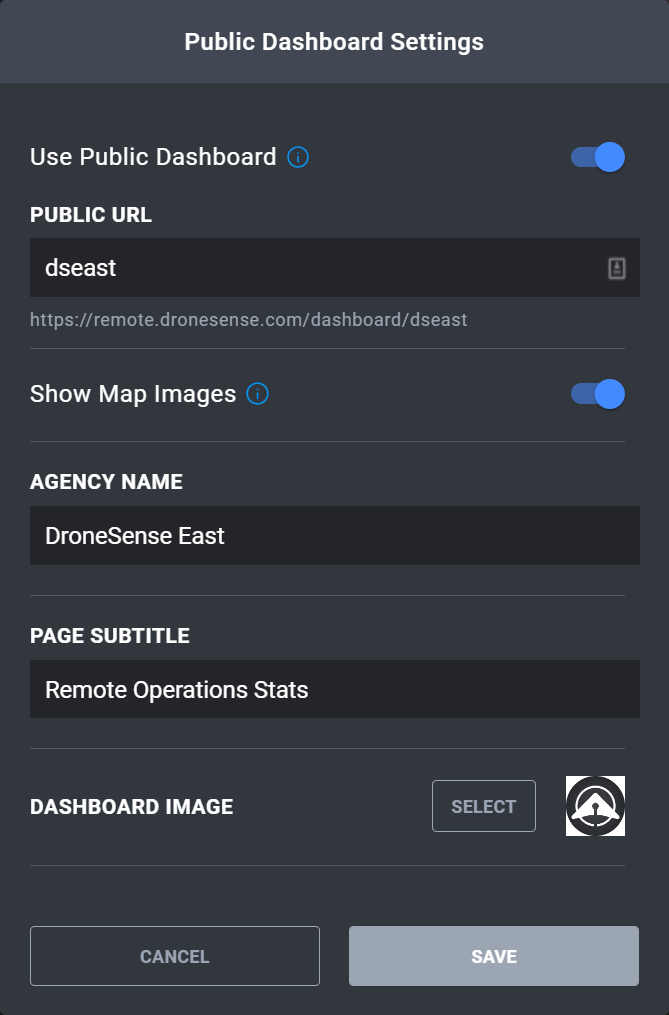 Public Dashboard – DroneSense Support