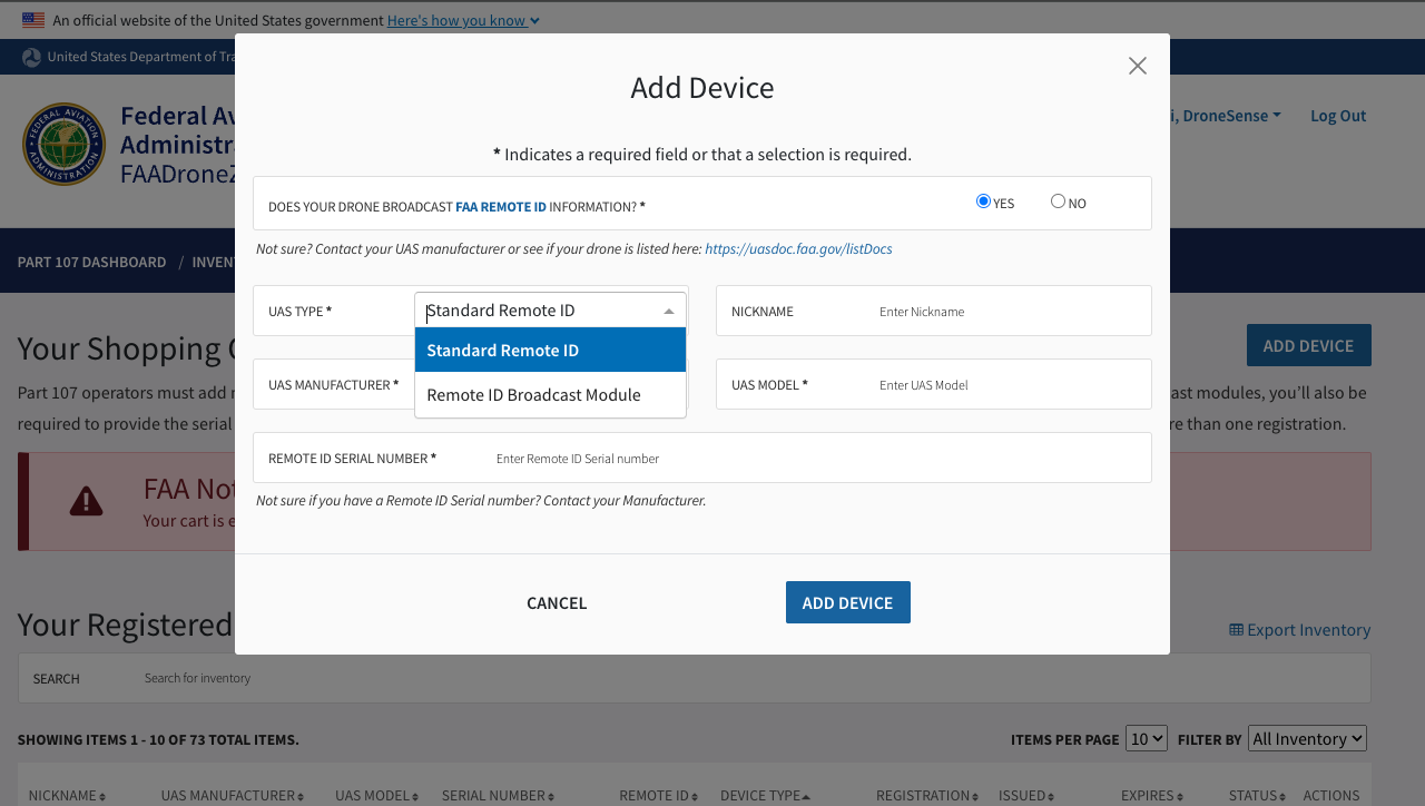 FAA Registration – DroneSense Support