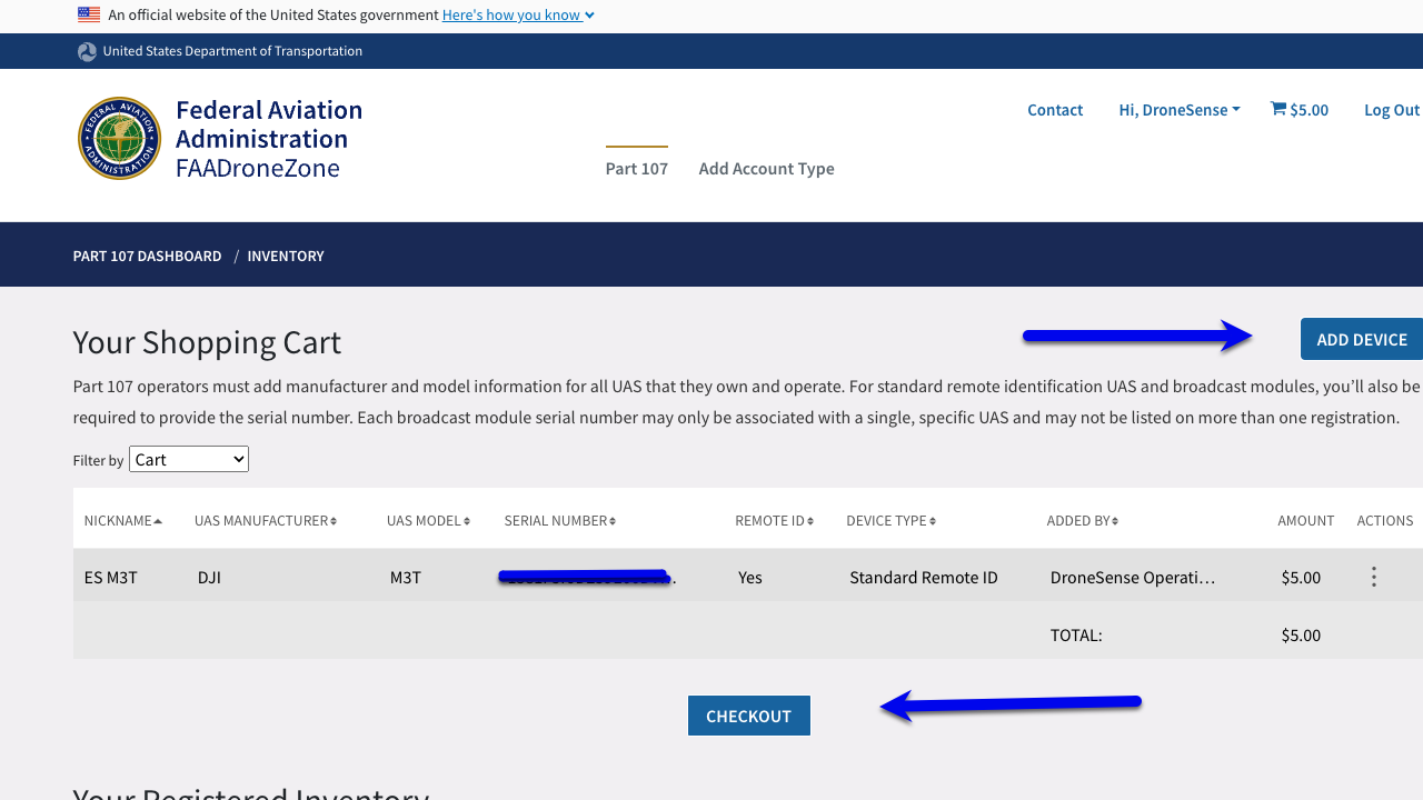 FAA Registration – DroneSense Support